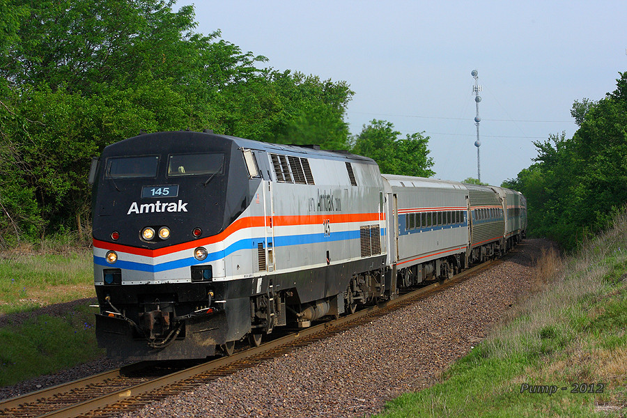 Eastbound Amtrak Missouri River Runner Train #314 - AMTK 145 Phase III 40th Anniversary Locomotive